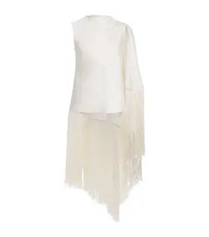 SELF-PORTRAIT Satin Fringe-scarf Top