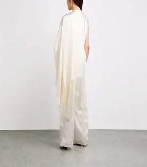 SELF-PORTRAIT Satin Fringe-scarf Top