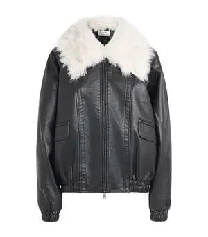Source Unknown Faux Fur-collar Rioni Bomber Jacket