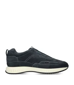 John Lobb Nubuck Leather Stream Elastic Sneakers - Navy