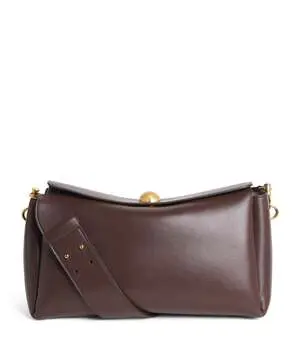 AMI Paris Medium Leather Carrousel Shoulder Bag - Brown