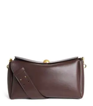 AMI Paris Medium Leather Carrousel Shoulder Bag - Brown