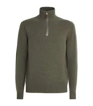 Purdey Cashmere Leather-trimmed Quarter-zip Sweater