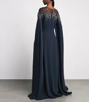 Carolina Herrera Embellished Cape Gown
