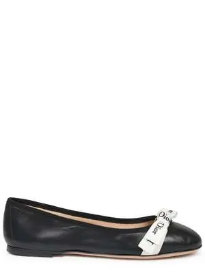 Dior J'adior Mini Ballerina In Leather Flats - Black