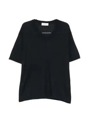 LISA YANG V-neck Cashmere T-shirt With Ribbed Hems
