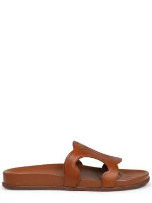 Celine Triomphe Logo Calf Leather Sandals - Buff