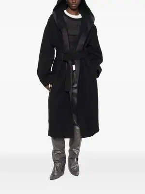 Rick Owens Slouchy Hood Virgin Wool Belted Jacket