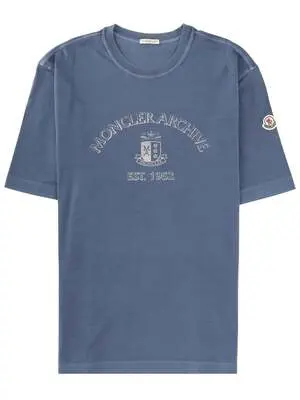 Moncler Monogram Logo Cotton T-shirt - Blue