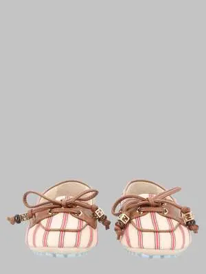 Fendi Ff Canvas Moccasin Loafers With Leather Trim - Multicolour