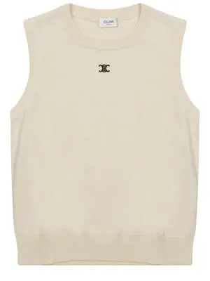 Celine Logo Gilet In Virgin Wool Blend