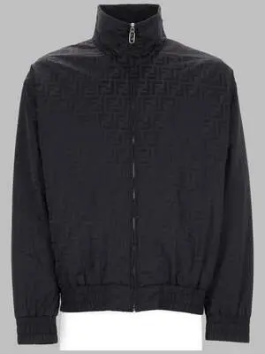Fendi Ff Weave Bomber Jacket - Black