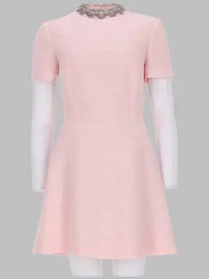 Valentino Garavani Short Gown In Crinkle Cotton Tweed