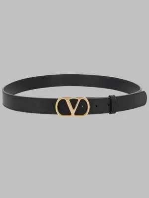 Valentino Garavani Vlogo Signature Leather Belt - Black