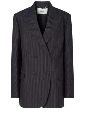 Fendi Pinstripe Wool Double-breasted Blazer
