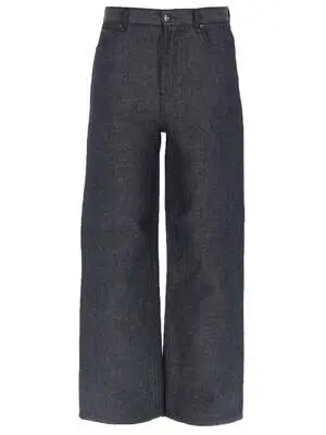 Fendi Jeans Relaxed Fit In Linen-cotton Silk Blend - Blue