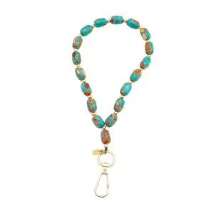 STARFISH PROJECT Blue / Red Sierra Bloom Turquoise Emperor Stone Beaded Phone Wrist Strap - Blue/red