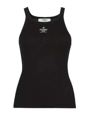 Fendi Embroidered Logo Cotton-blend Top