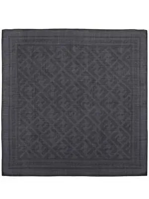 Fendi Silk & Wool Bandana 70 X 70 Cm With Ff Motif - Blue