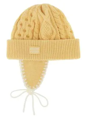 Miu Miu Soft Virgin Wool Beanie Hat - Yellow