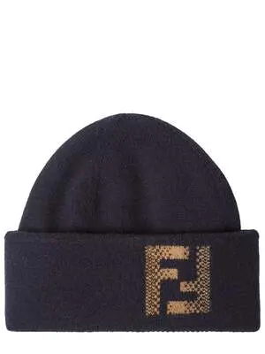 Fendi Logo Beanie Hat - Blue