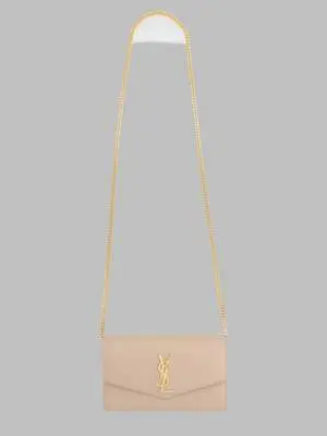 Saint Laurent Uptown Mini Leather Clutch Pouch With Chain Strap