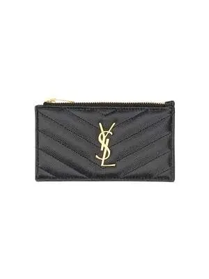 Saint Laurent Cassandre Mini Leather Card Case, 8 Cm X 13 Cm X 2 Cm