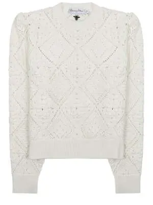 Dior 100% Cotton Open-knit Sweater