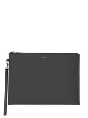 Saint Laurent Leather Tablet Pouch - Black
