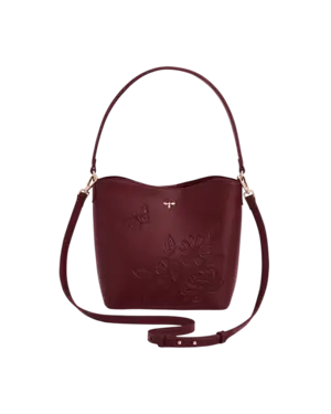 FABLE ENGLAND Floral & Butterfly Appliqué Bucket Bag - Red