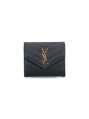 Saint Laurent Mini Wallet In Calf Leather - Black