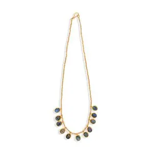 OPIUM JEWELS Labradorite Droplet Necklace - Grey/gold