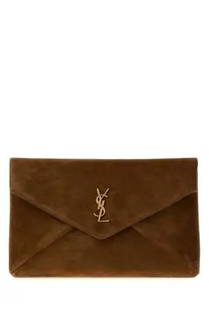 Saint Laurent Suede Large Envelope Clutch