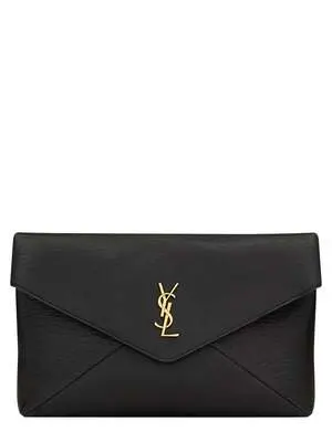 Saint Laurent Envelope Cassandre Large Lambskin Clutch Pouch