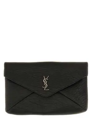 Saint Laurent Large Cytherea Envelope Clutch Pouch - Black