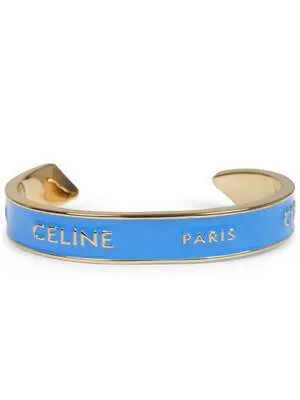 Celine Logo Brass And Enamel Bracelet - Azure