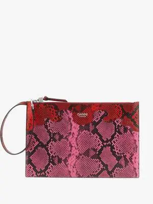 GANNI Python Print Mini Pouch Handbag - Rosa