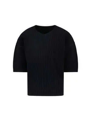 Issey Miyake Pleated Short-sleeve T-shirt - Black