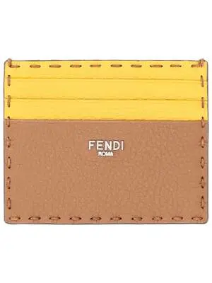 Fendi Mini Leather Card Case 8cm X 10cm - Brown