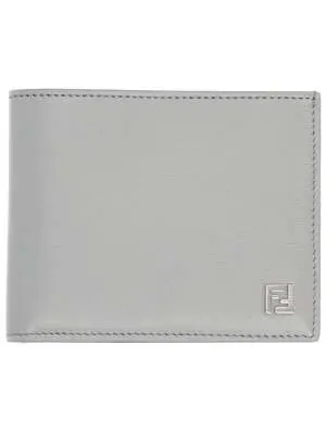 Fendi Mini Squared Ff Leather Wallet - Grey