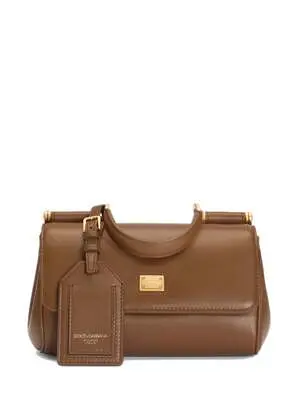 Dolce & Gabbana Mini Leather Tuck-in Shoulder Bag With Adjustable Strap And Vintage Brass Plating