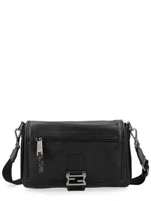 Fendi Flux Messenger Mini Crossbody Bag In Calf Leather - Black