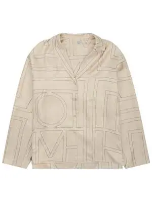 TOTEME Silk Monogram Print Shirt - Ivory
