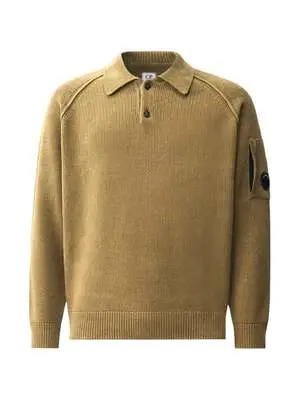 C.P. COMPANY Ribbed Cotton Polo Sweater With Magnifying Pocket And Two-button Placket
