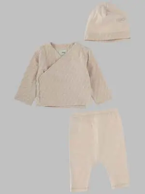Fendi Baby 3-piece Cotton Blend Set - Beige