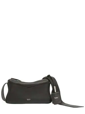Max Mara Calf Leather Style Logo Shoulder Handbag - Black