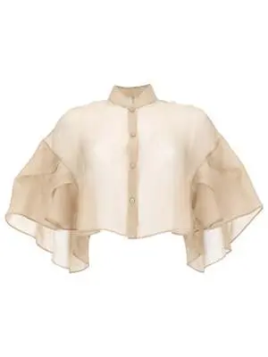 Max Mara Silk Light Knit Cropped Shirt