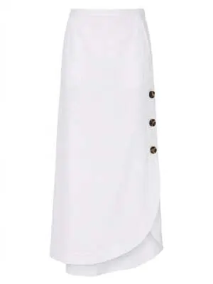 Max Mara Canvas-blend Viscose Linen Skirt - White