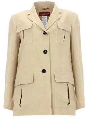 Max Mara Washed Linen Drawstring Jacket - Beige