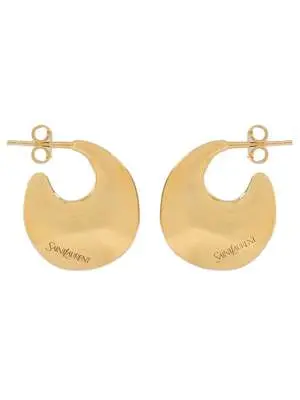 Saint Laurent Brass Creole Plate Earrings - Gold